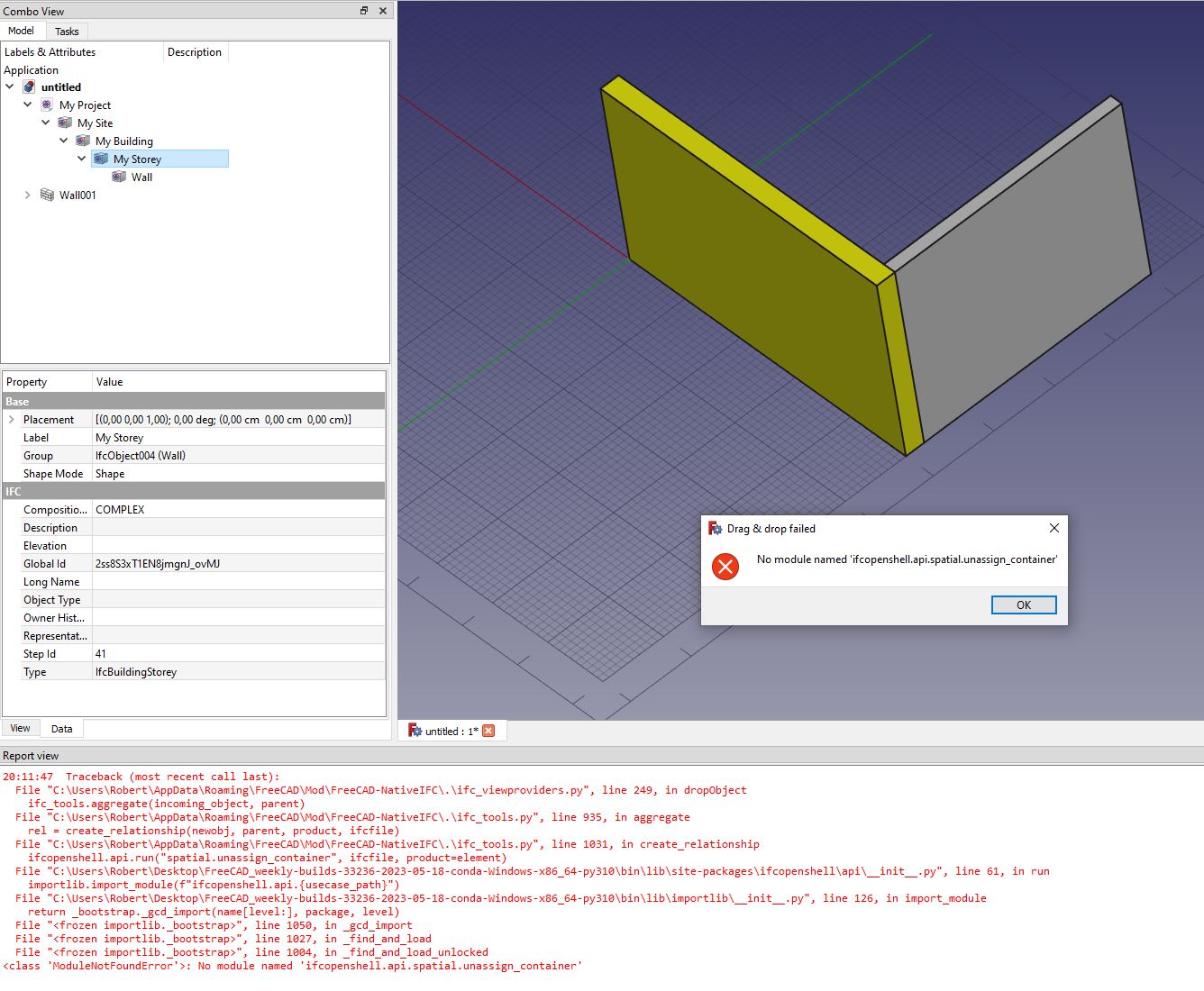 Drag & Drop failed - no module named 'ifcopenshell.api.spatial.unassigned_container' · Issue #48 ...