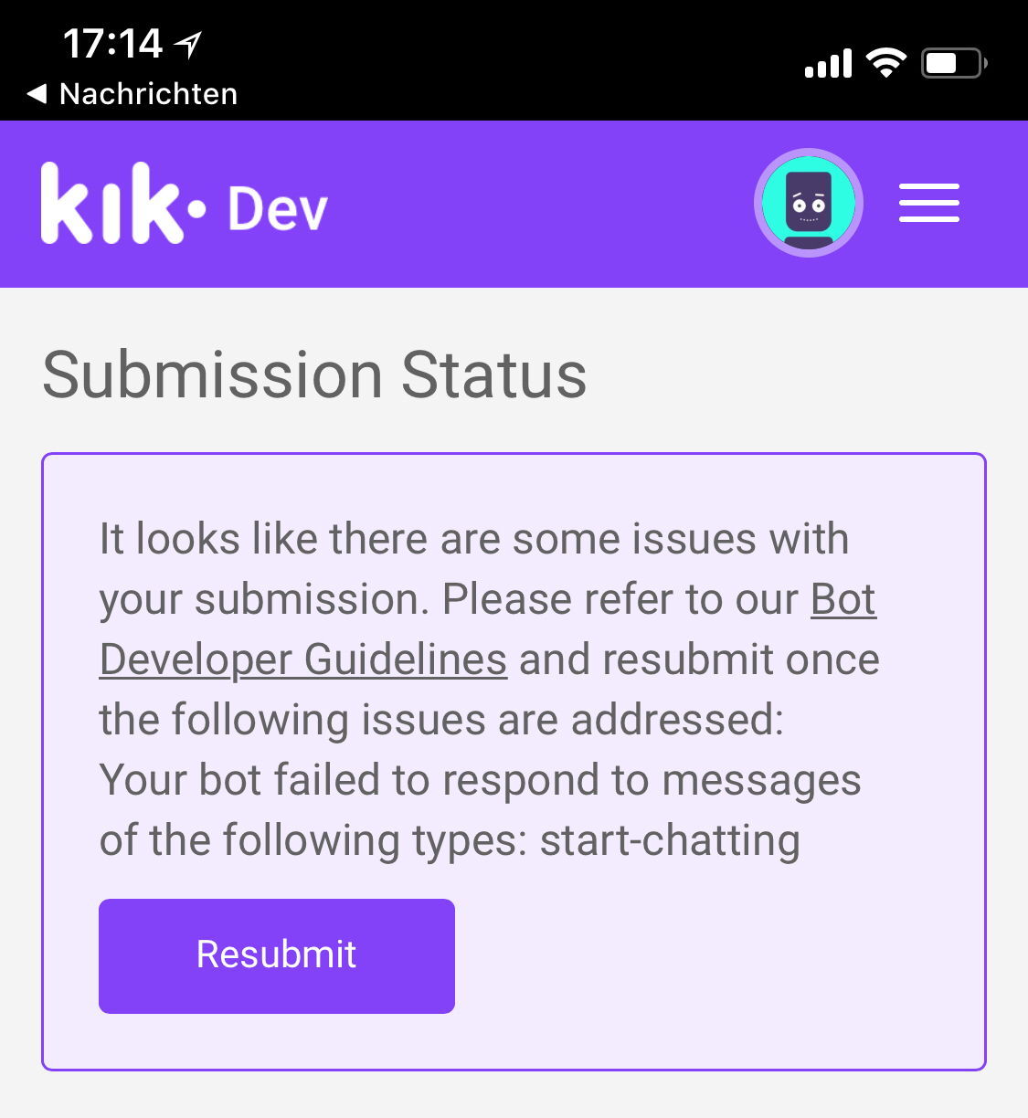 Kik Review process declined - Bot not responding to 'start-chatting' message · Issue #4643 ...