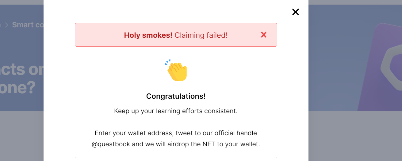 Showing Nft Claiming Failed After Doing All The Tasks Sucessfully · Issue 4 · Creatoros