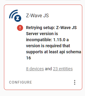 "zwave_js integration not ready yet: Z-Wave JS Server version is incompatible" · Issue #70974 ...