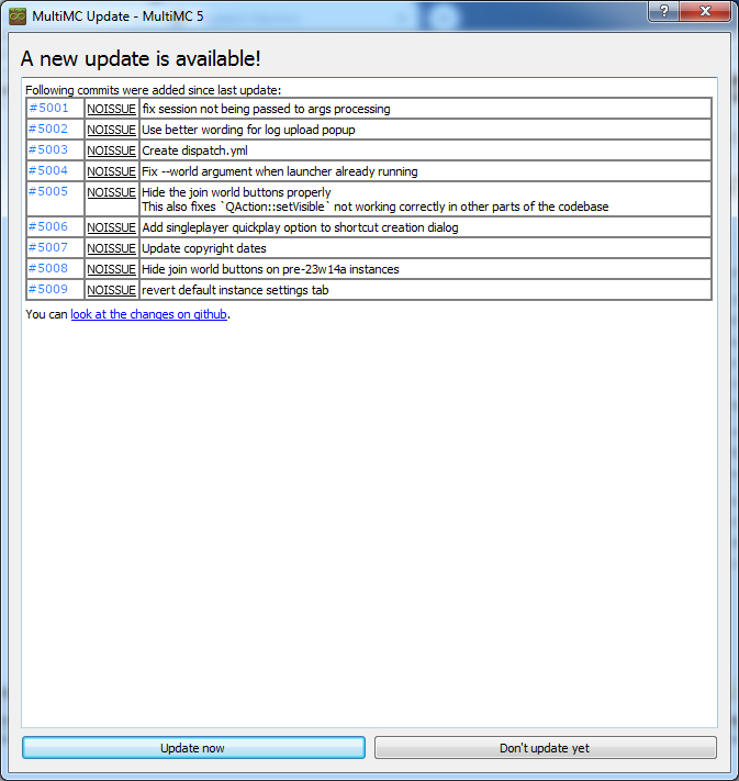 Minimal Changes the chart in the auto-update message (Low priority) · Issue #5158 · MultiMC ...