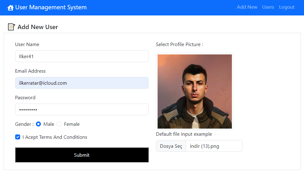 GitHub - ilkeratar/user-management-system
