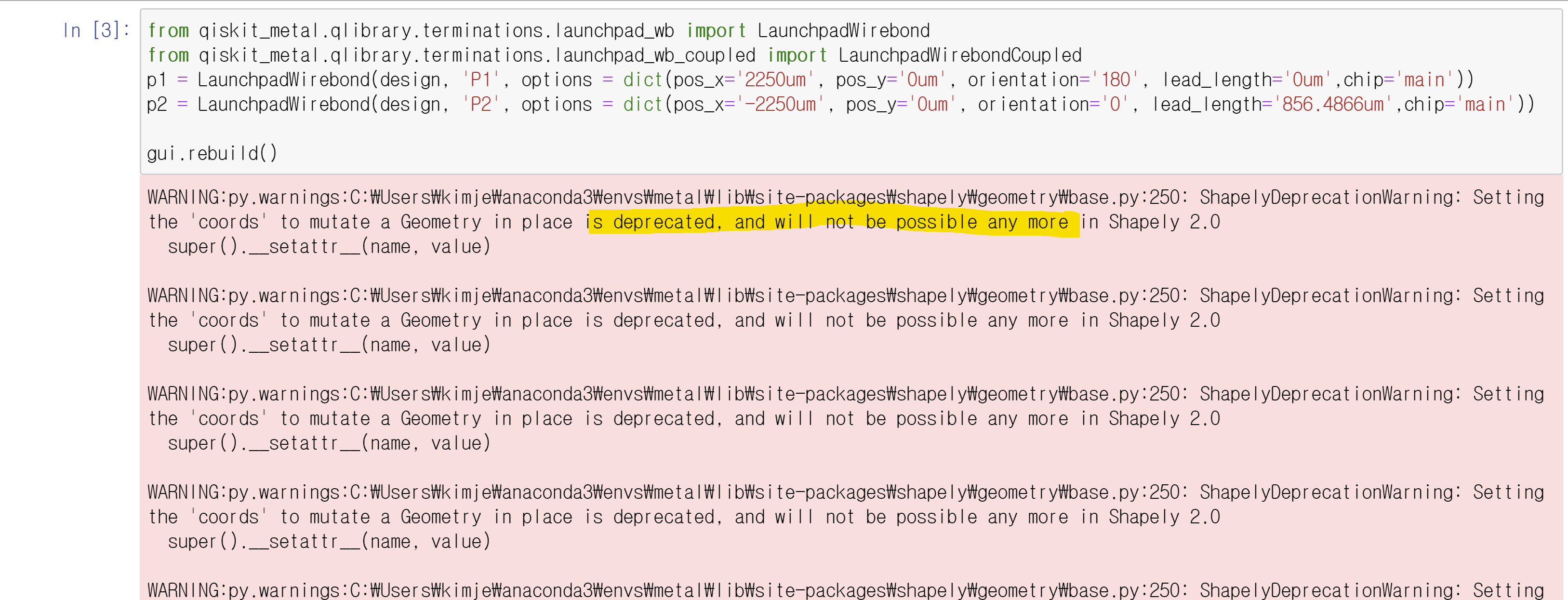 Warning: shapely command will be depreciated. · Issue #731 · qiskit-community/qiskit-metal · GitHub