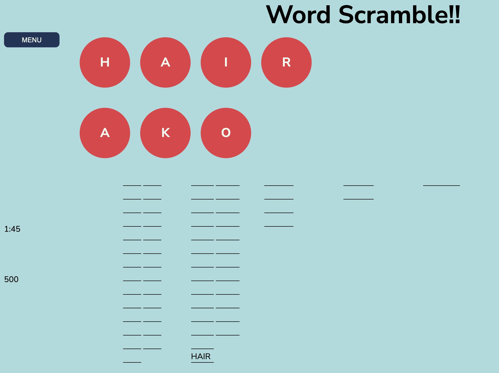 GitHub - KingApe714/Word-Scramble: Unscramble the given letters to make ...