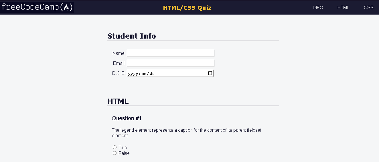 Github Kinggoku910quiz Project I Built A Quiz Page Using Html And Css