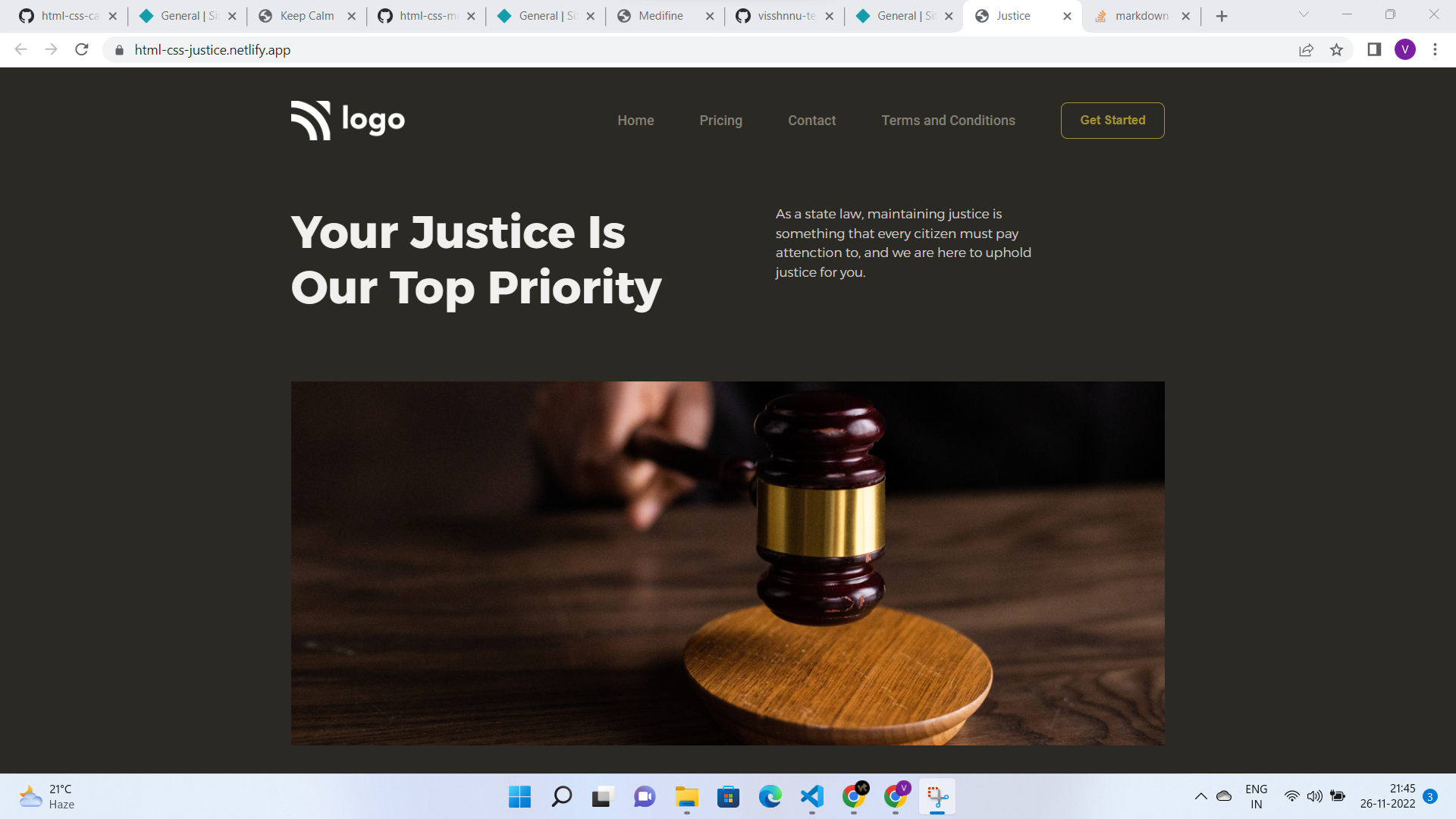 Github Visshnnu Tejaa 98 Html Css Justice