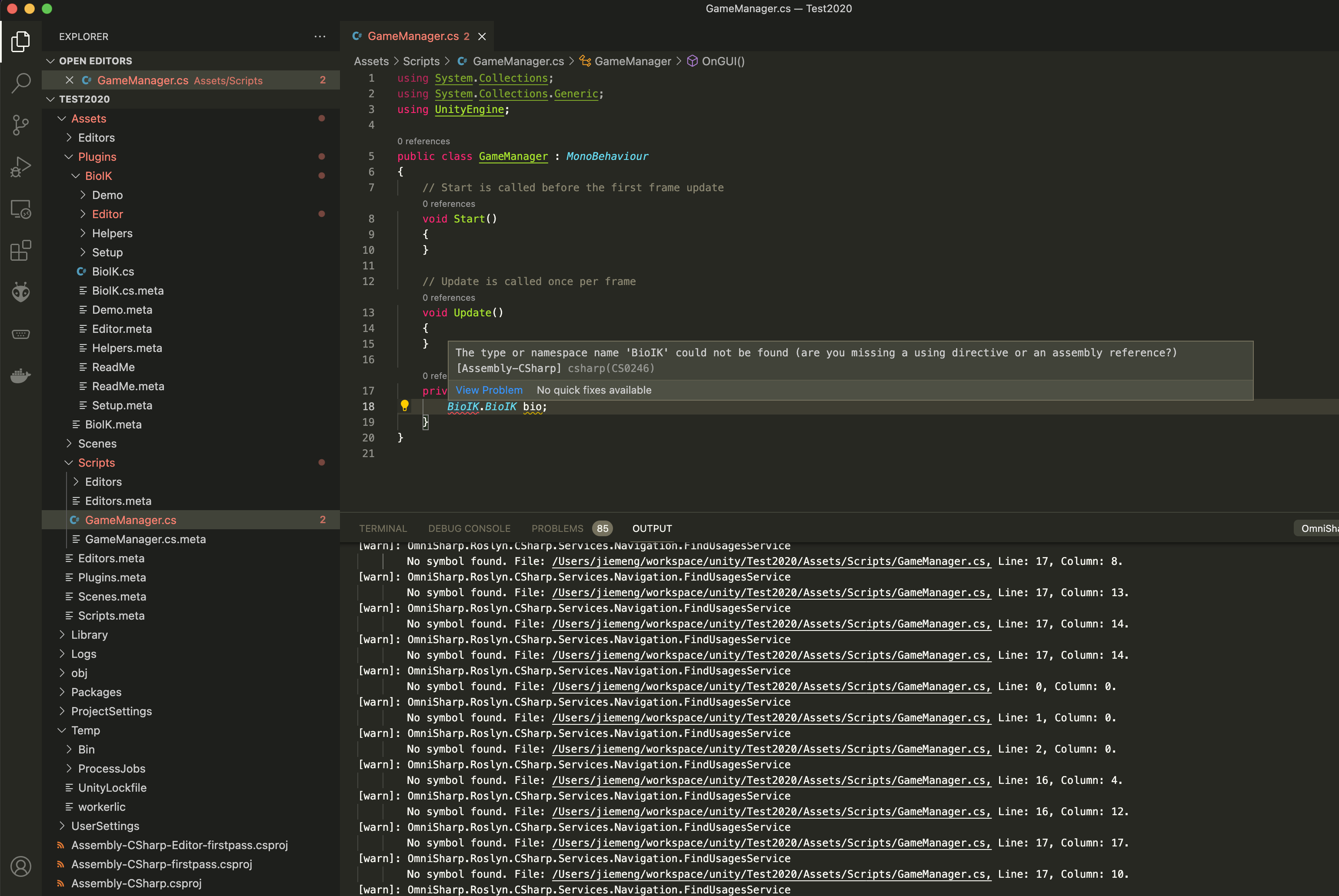 omnisharp-roslyn cannot find class under Assets/Plugins when upgrade Unity version from 2019 to ...
