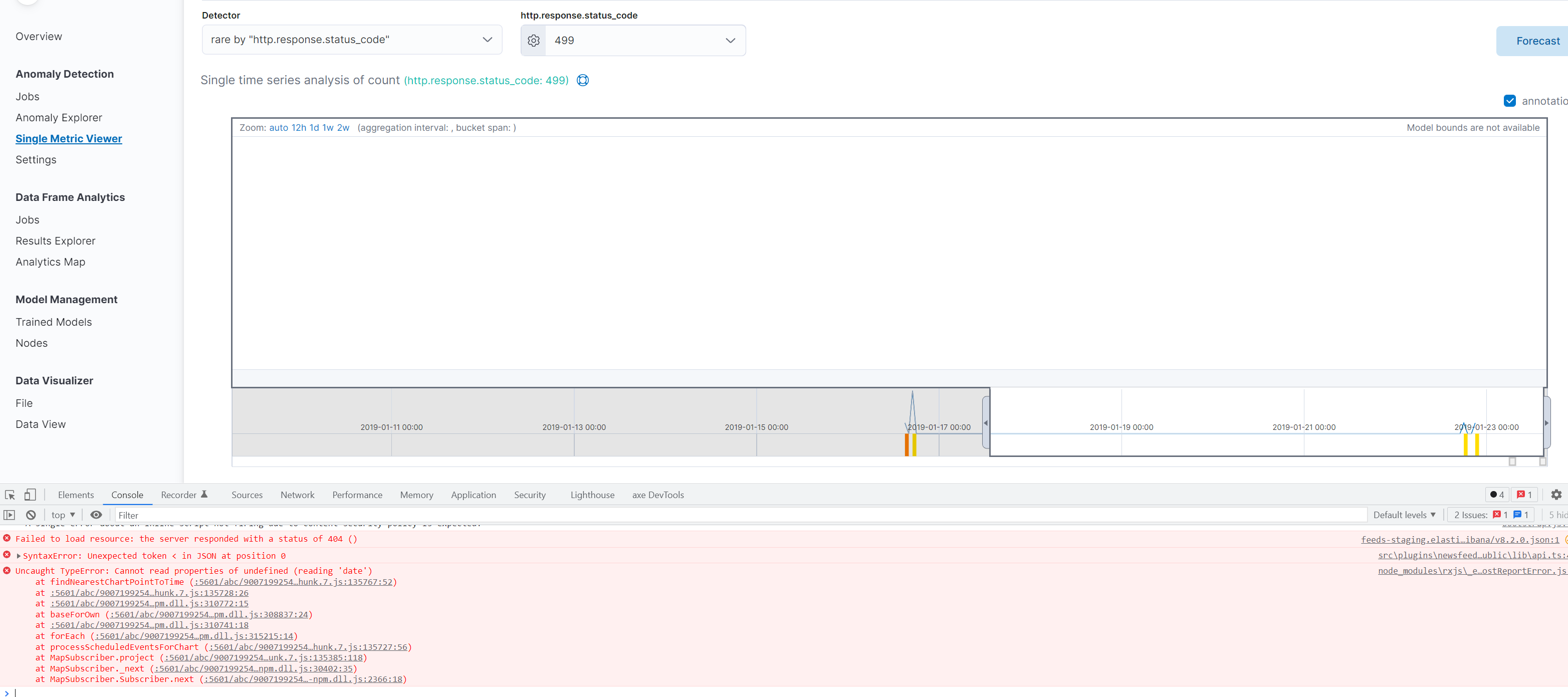 [ML] Single Metric Viewer chart fails to load if no points during a calendar event · Issue ...