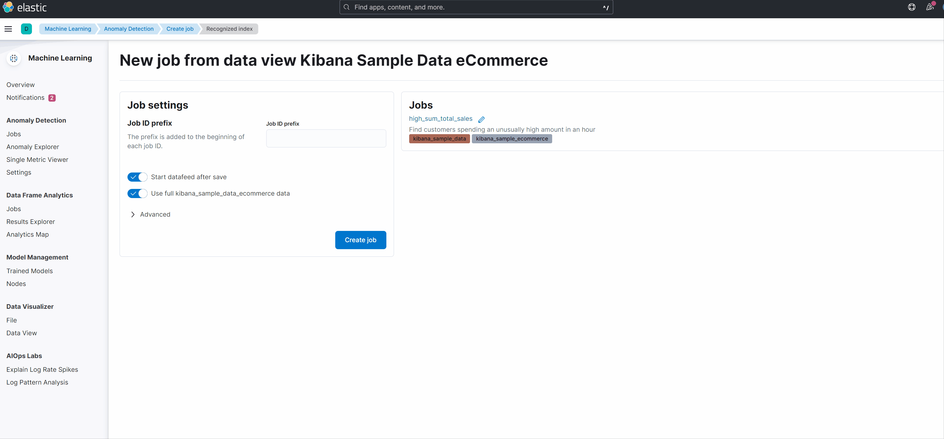[ML] Anomaly detection recognizer wizard controls inactive if not using full data range · Issue ...