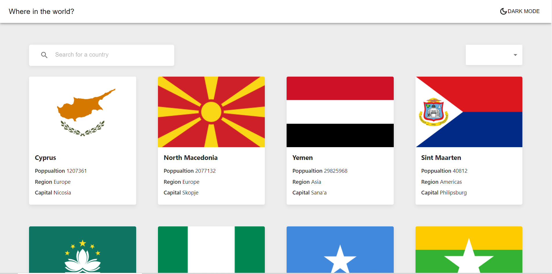 GitHub - samiramrullah/Countries-Information: This website allows us to ...