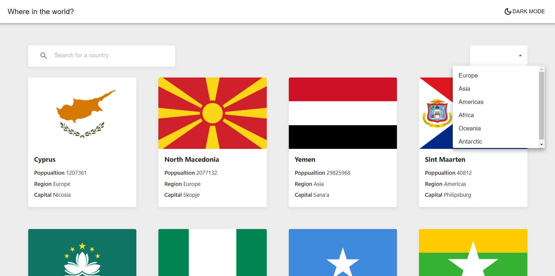 GitHub - samiramrullah/Countries-Information: This website allows us to ...
