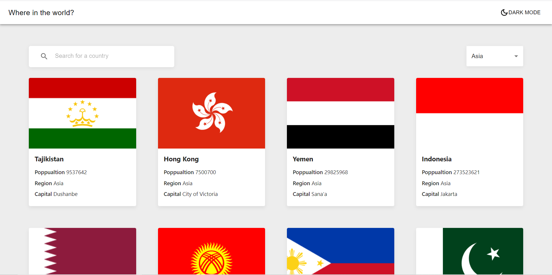GitHub - samiramrullah/Countries-Information: This website allows us to ...