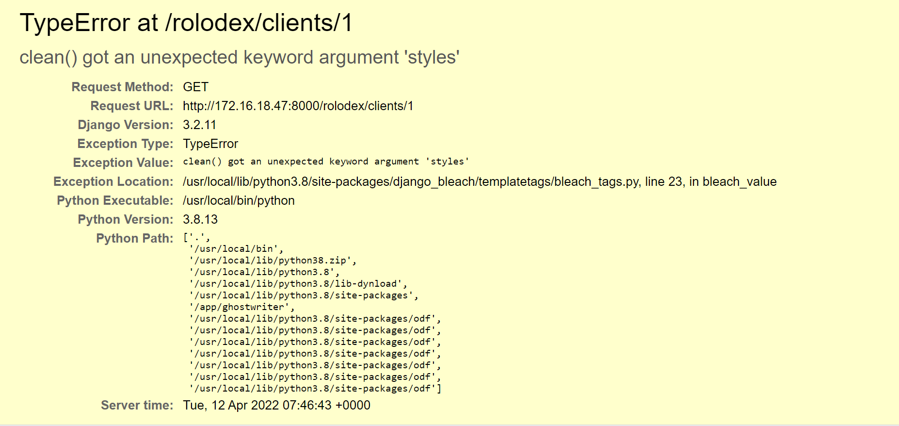 Template error when viewing clients in v2.2.3 · Issue #208 · GhostManager/Ghostwriter · GitHub