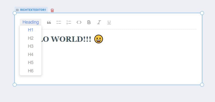 Add dropdown to H1 - H6 tags in Rich Text Editor · Issue #211 · ToolJet/ToolJet · GitHub