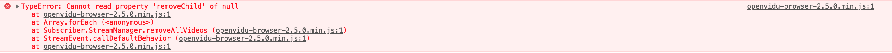 error: Cannot read property 'removeChild' of null when there is no other user in a session ...
