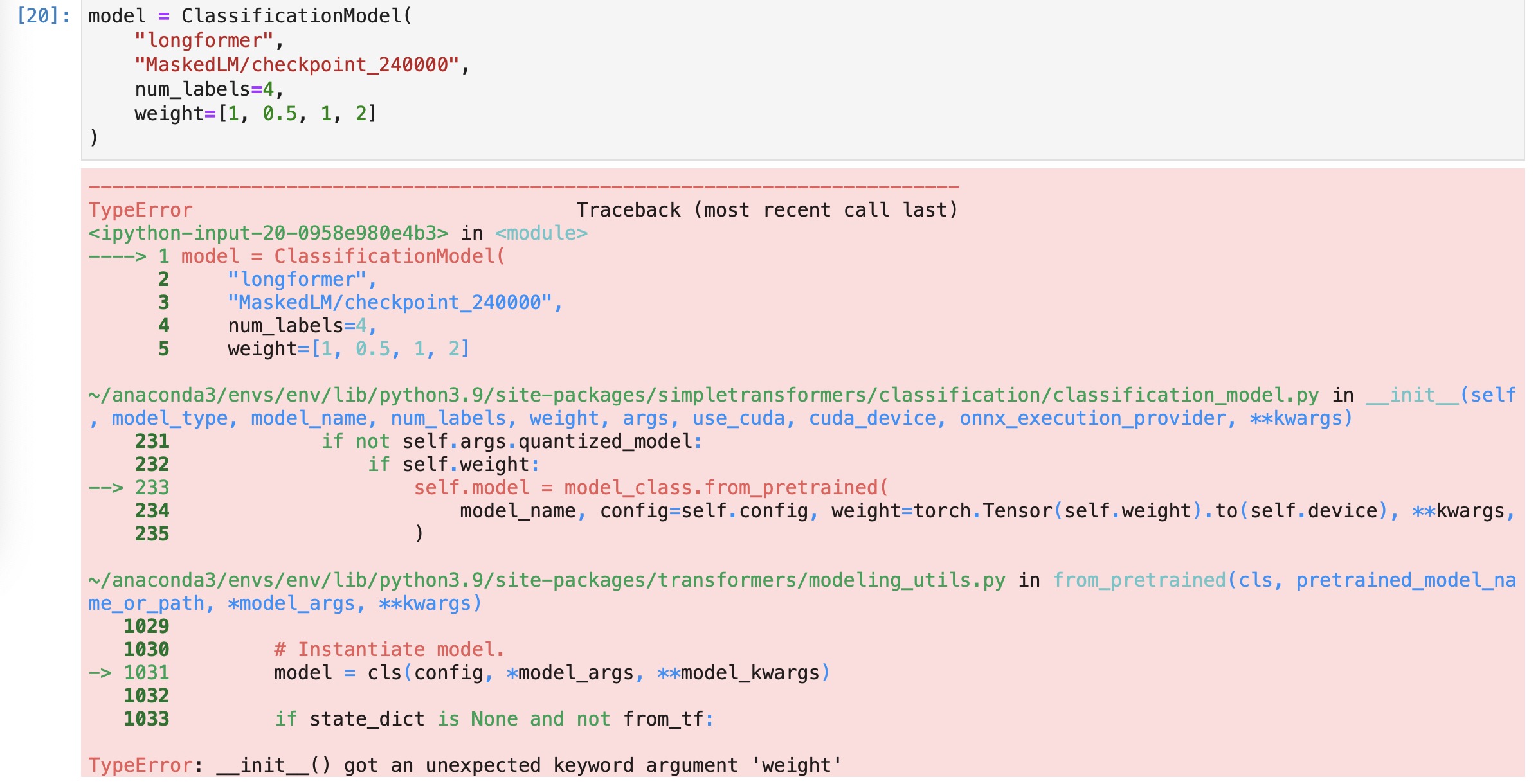 Unable to add class weights for Longformer model · Issue #959 ...