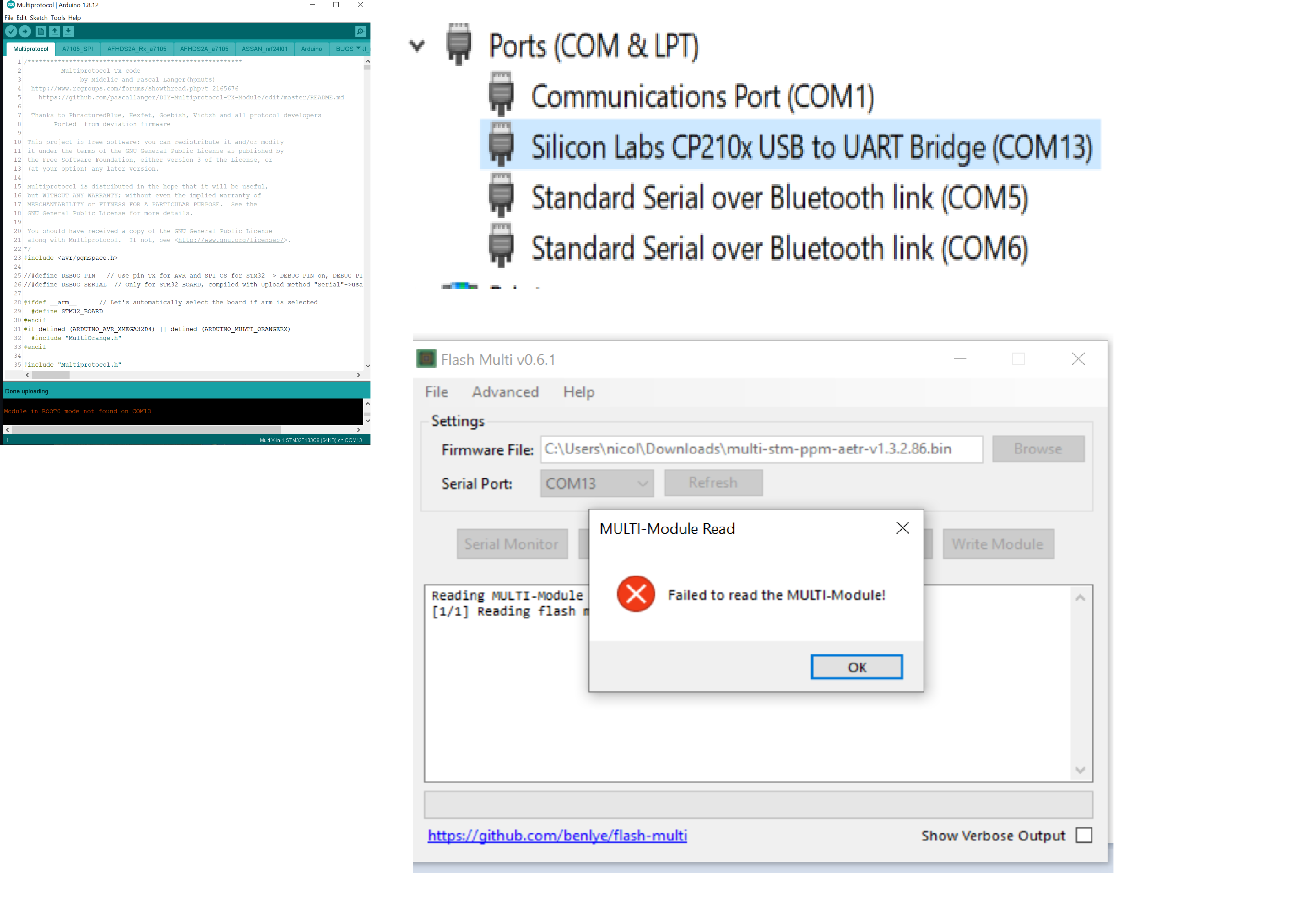 Can't flash my board · Issue #595 · pascallanger/DIY-Multiprotocol-TX-Module · GitHub