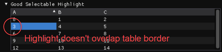 Selectable highlight overlaps Table border when ImGuiSelectableFlags ...