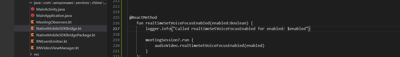 i have my code inside NativeMobileSDkBridge.kt file and want to get the ...