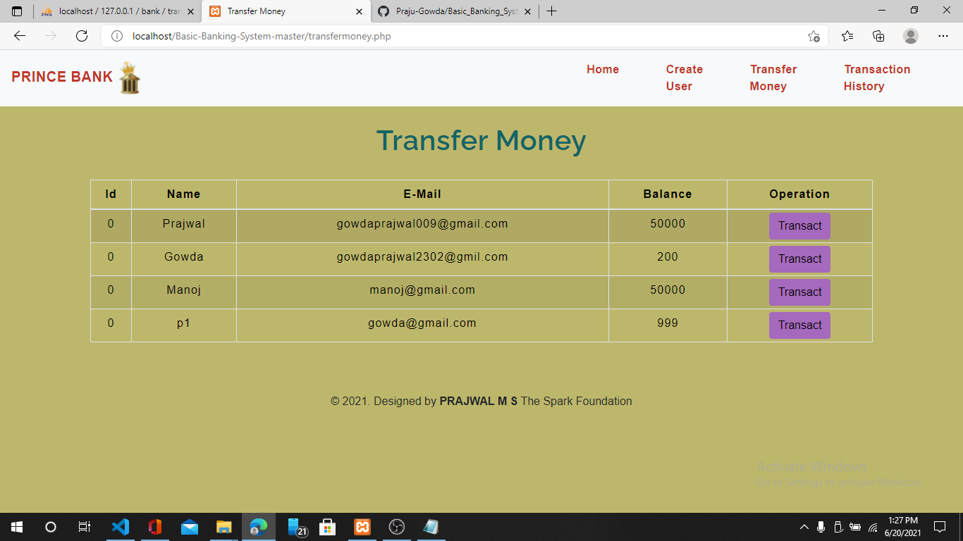 GitHub - Praju-Gowda/Basic_Banking_System: #Prince Banking System ...