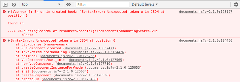 JS exception in the AkauntingSearch component · Issue #1716 · akaunting/akaunting · GitHub