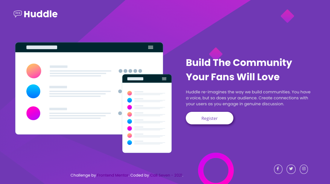 GitHub - callseven/Huddle-landing-page: Desafio Criar Landing Page Frontend Mentor - Challenge ...