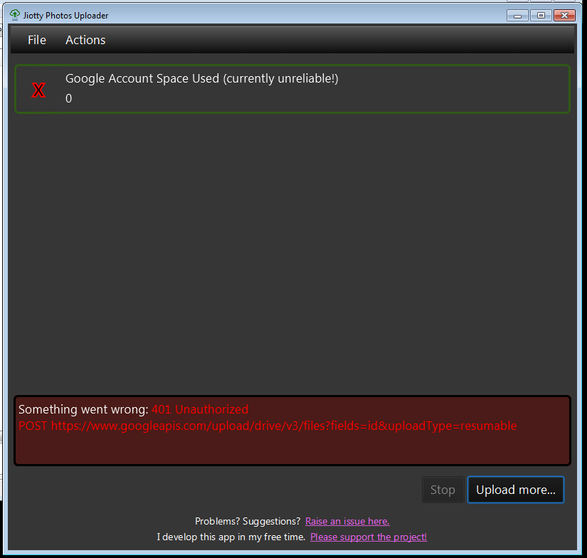 401 Unauthorized POST https://www.googleapis.com/upload/drive/v3/files?fields=id&uploadType ...