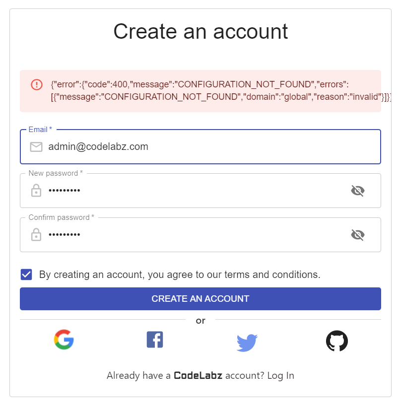 Unable to sign in Sign-up · Issue #247 · scorelab/Codelabz · GitHub