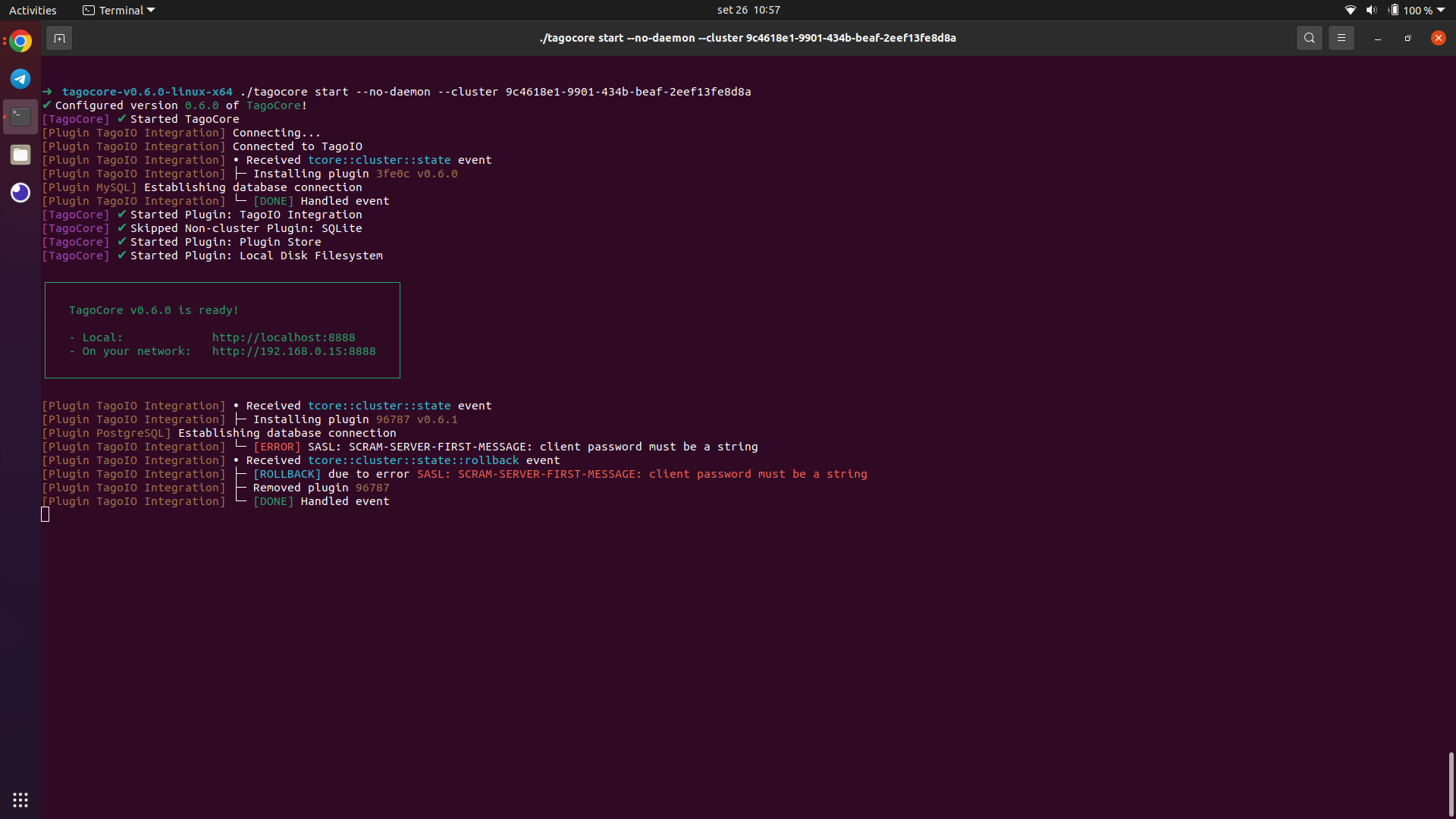 Error When Uses Tagocore In Cluster Mode With Postgresql As Database