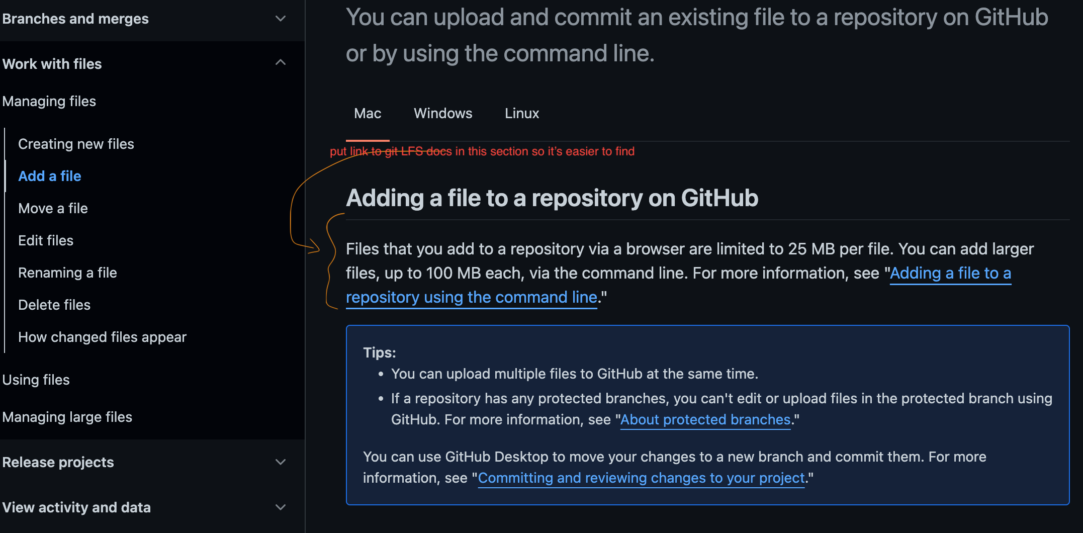 Add git lfs link or description to "Adding a file to a repository" page · Issue #19002 · github ...
