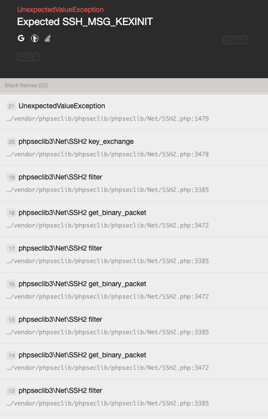 Ver:2.0.30 Net/SSH2.php _get_binary_packet() and _filter() call each other recursively. · Issue ...