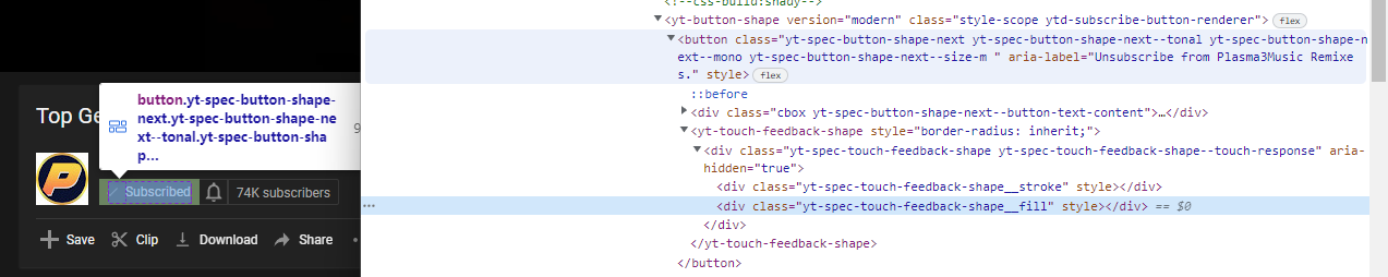 The subscribe button of the video page as well as the profile pict next to it have visual issues ...