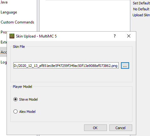 My skin is not appearing even though I have uploaded it. · Issue #3483 · MultiMC/Launcher · GitHub