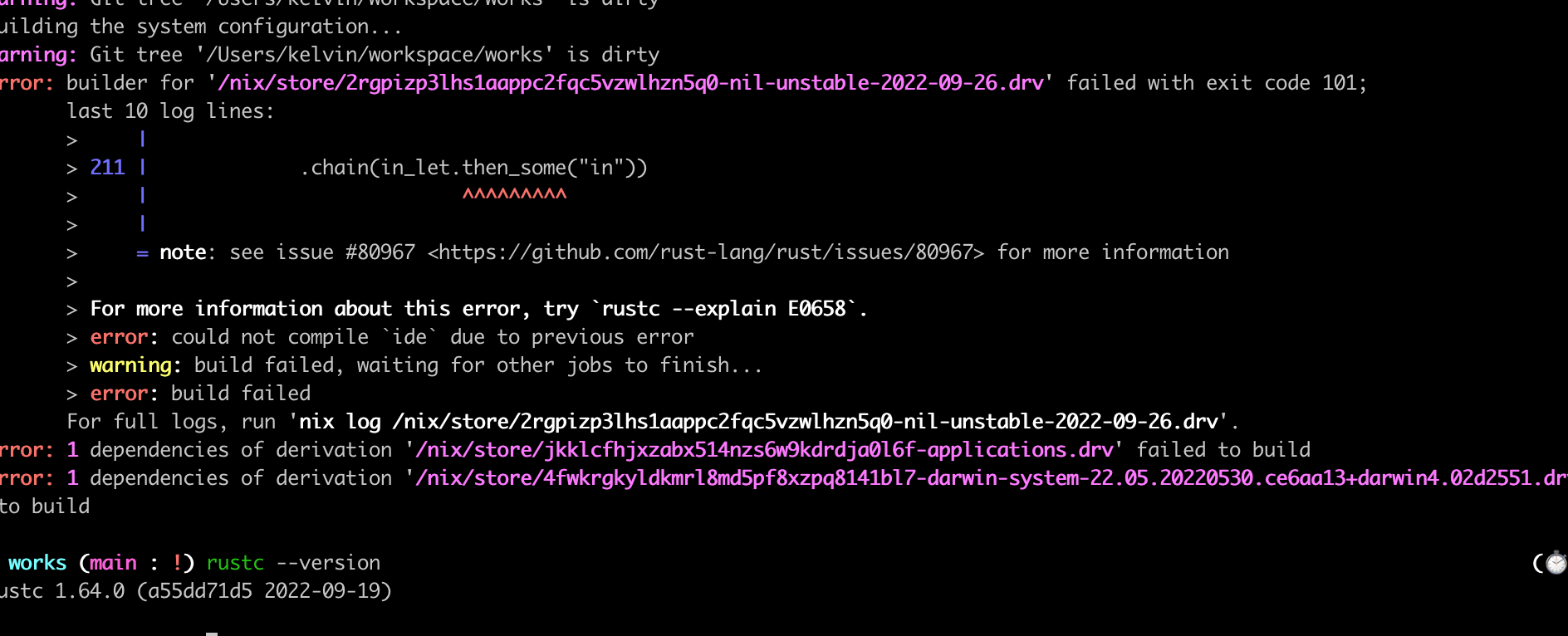 error: could not compile `ide` due to previous error · Issue #22 · oxalica/nil · GitHub