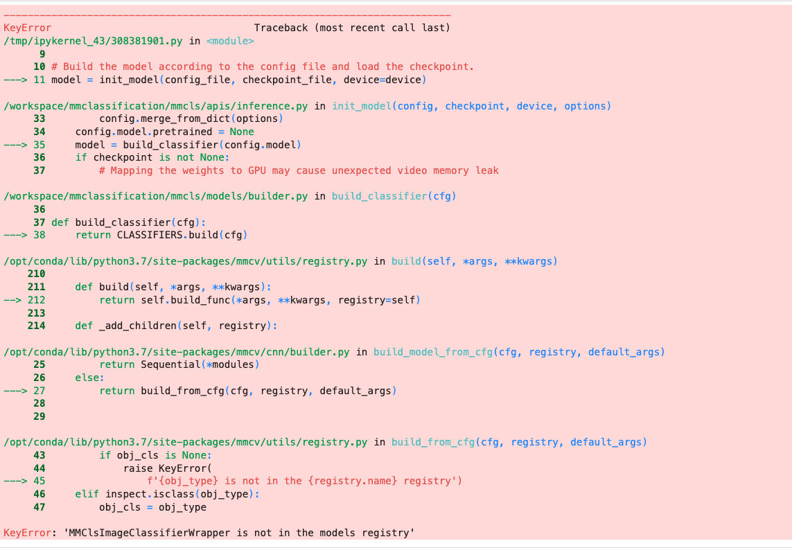 Keyerror Mmclsimageclassifierwrapper Is Not In The Models Registry · Issue 421 · Open Mmlab