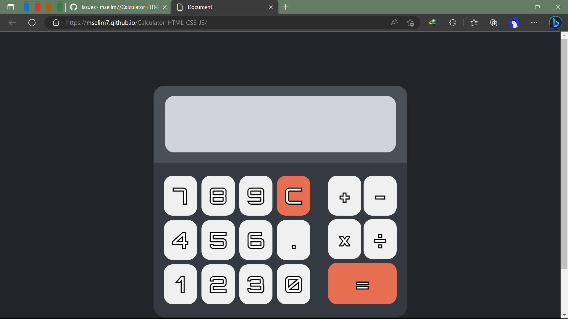 Design issue · Issue #3 · mselim7/Calculator-HTML-CSS-JS · GitHub