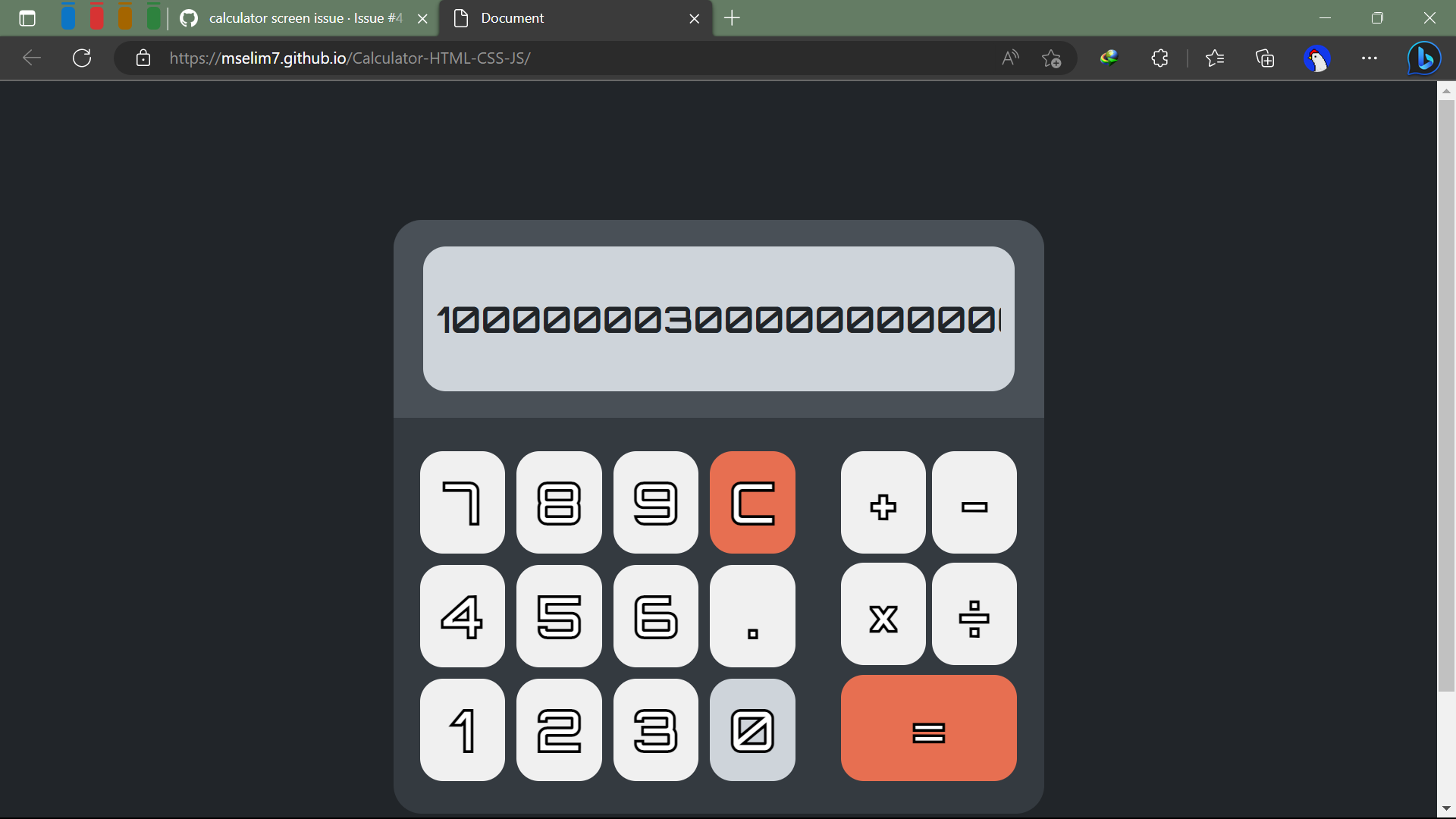 calculator screen issue · Issue #4 · mselim7/Calculator-HTML-CSS-JS · GitHub