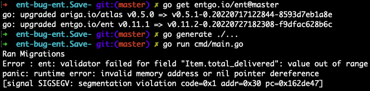 After Running Auto Migrations, Create crashes with segmentation violation · Issue #2808 · ent ...