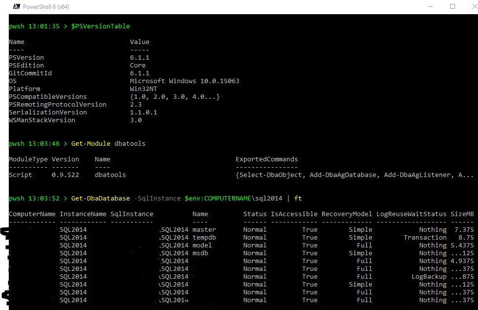 Support PowerShell Core 6.1 · Issue #4042 · dataplat/dbatools · GitHub