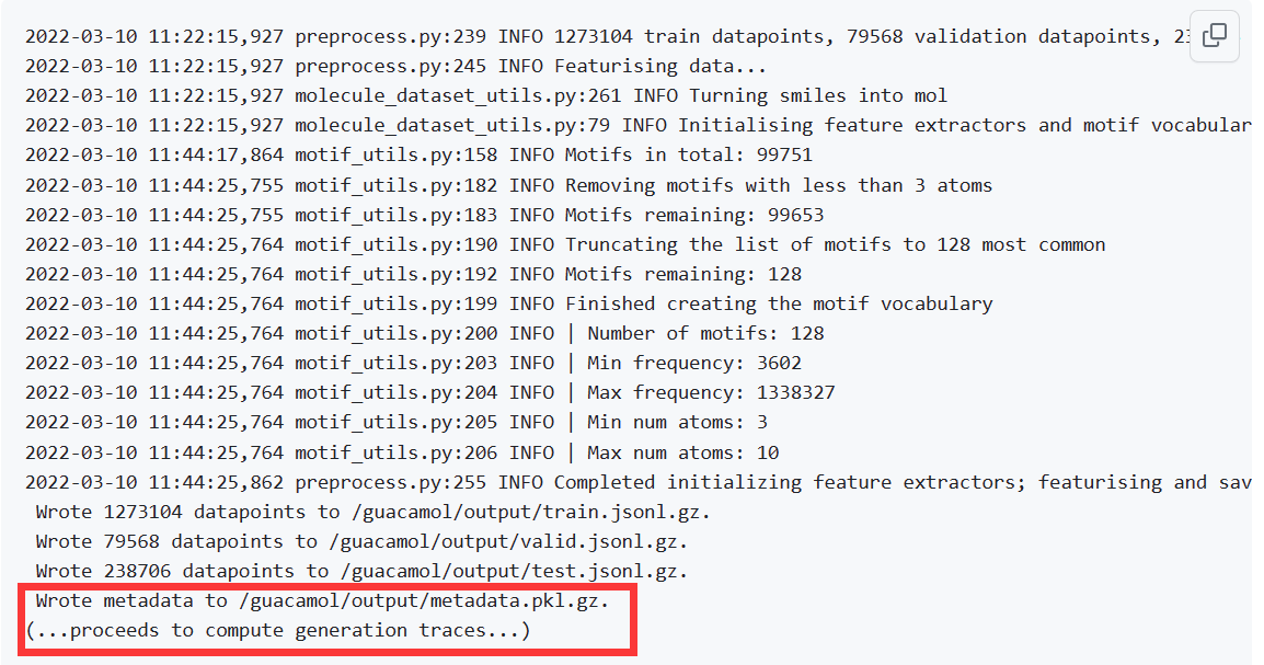 preprocess need too many time AND how use my csv to generate the train.smiles and valid.smiles ...