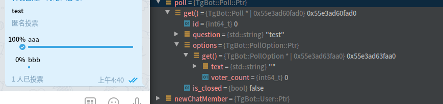 PollOption broken or deprecated? · Issue #127 · reo7sp/tgbot-cpp · GitHub