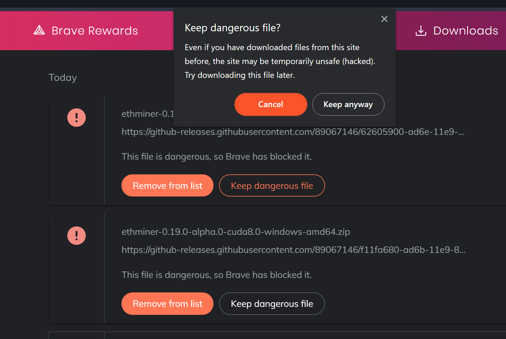 Browser detecting file as malacious · Issue #2323 · ethereum-mining/ethminer · GitHub