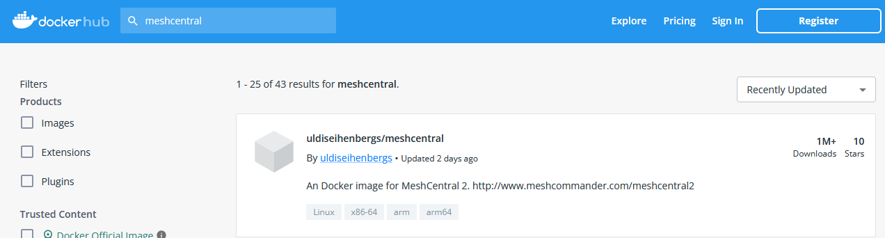 meshcentral not pushed to dockerhub · Issue #4353 · Ylianst/MeshCentral · GitHub