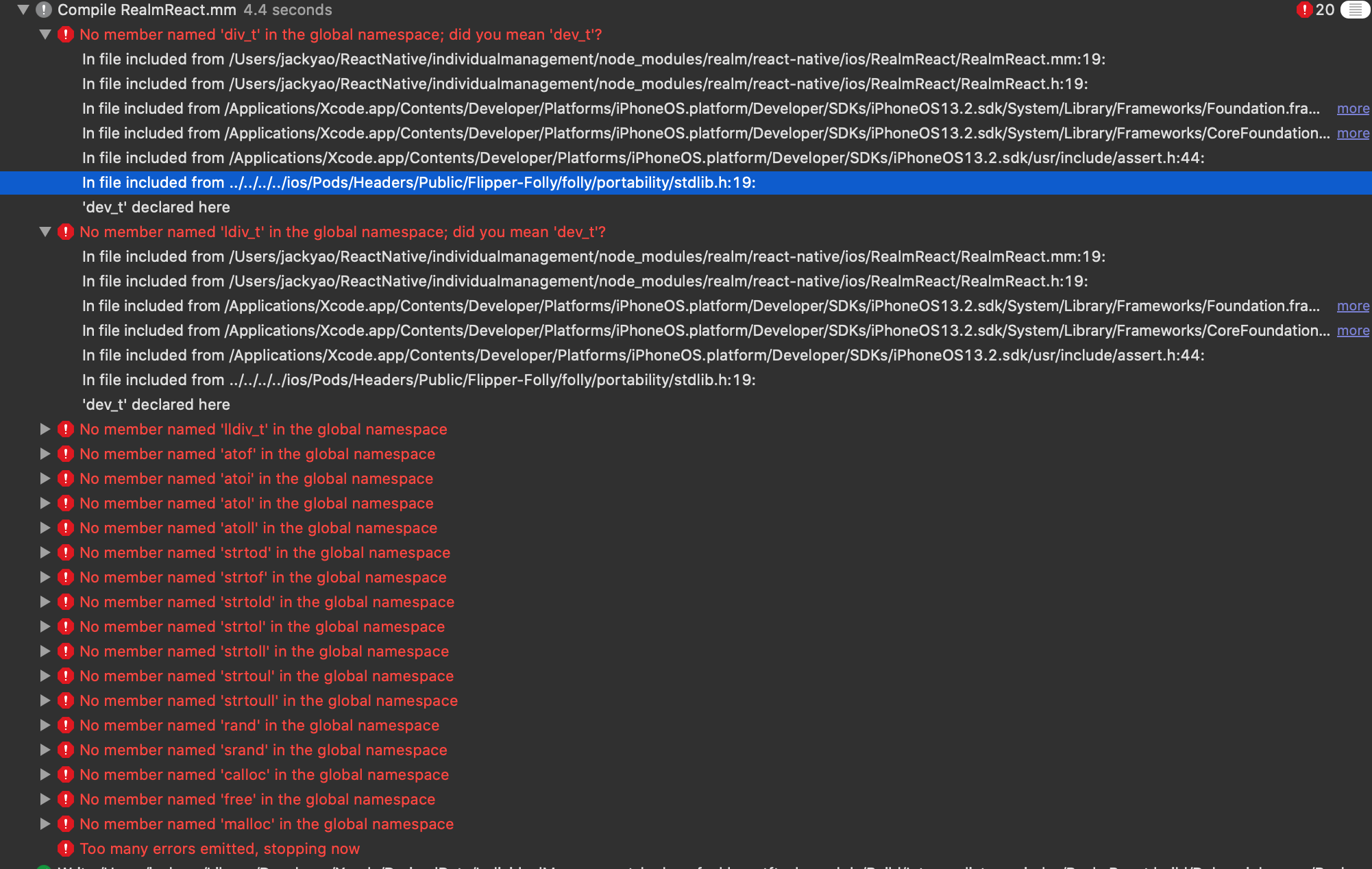 failed to compile RealmAnalytics.mm · Issue #2812 · realm/realm-js · GitHub