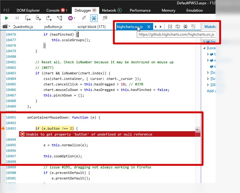 IE11 + compatibility mode (IE 7 and 5): hover error · Issue #7800 · highcharts/highcharts · GitHub
