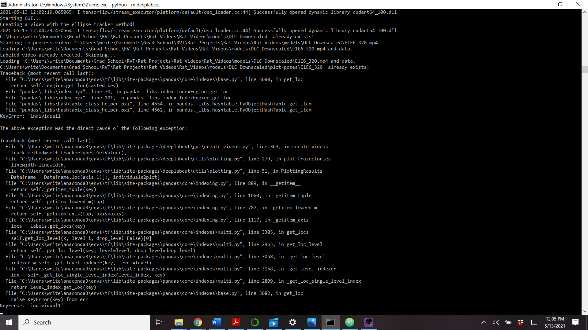 Issue during Create Labeled Videos - Key error for Individual 1 · Issue #1241 · DeepLabCut ...