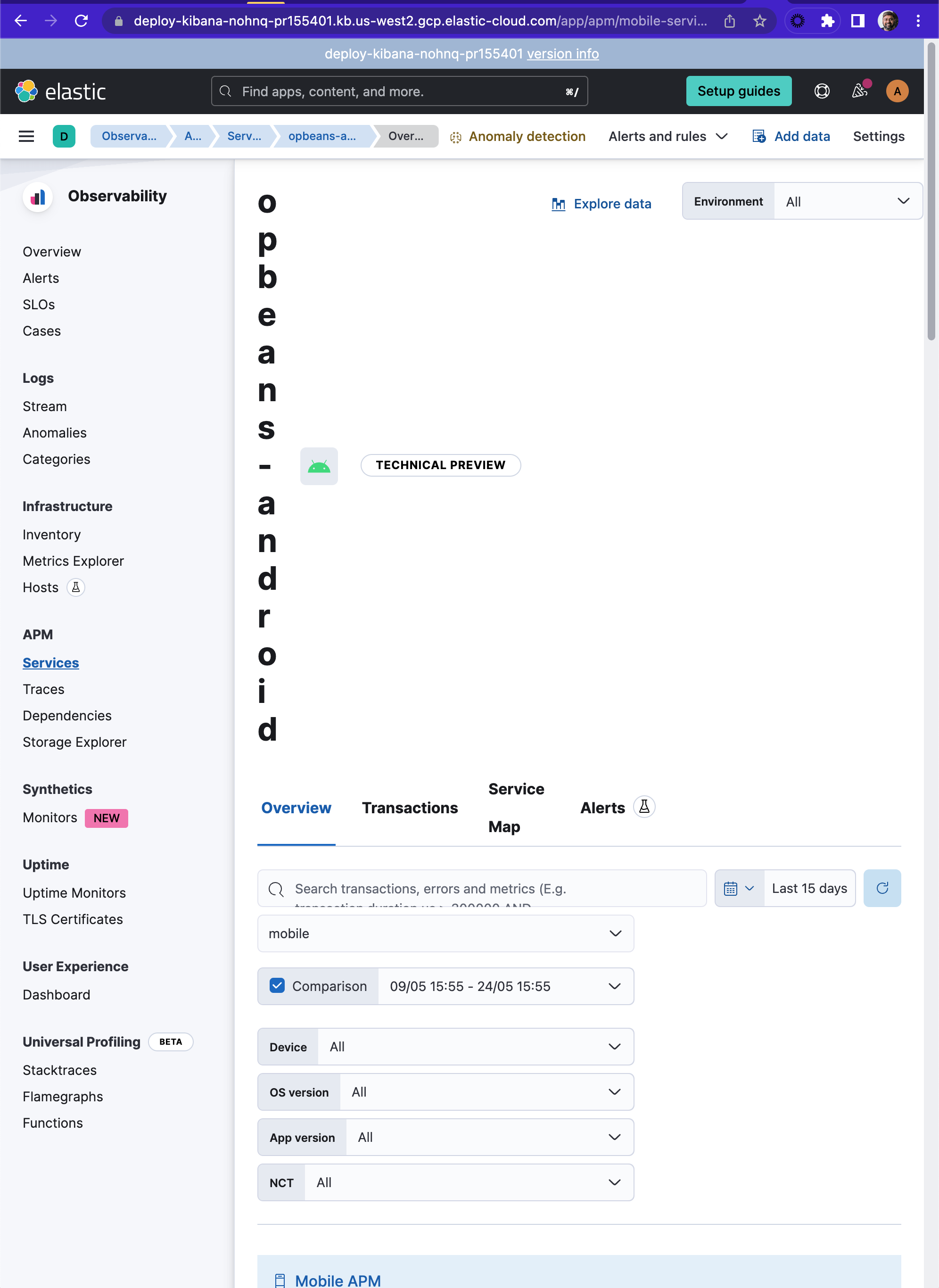 [APM] Service Name on Service Overview wraps badly when technical preview badge is present ...