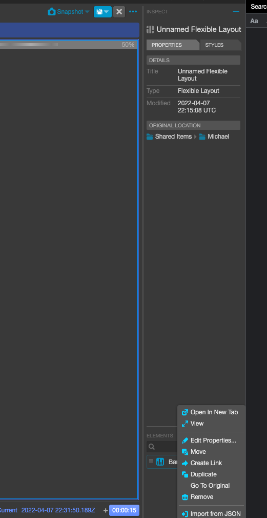 The View menu option on domain object in the tree and layout view does not do what is expected ...