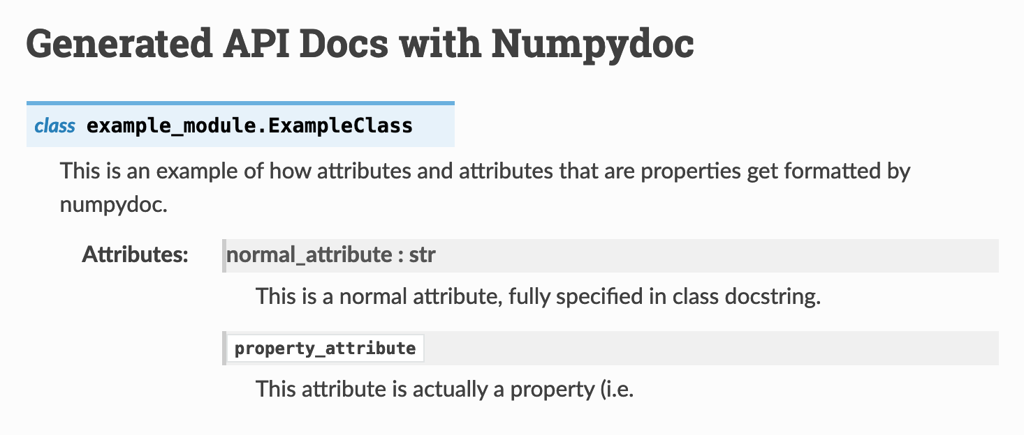 Properties Listed Under Attributes Are Not Formatted Correctly · Issue 299 · Numpy Numpydoc