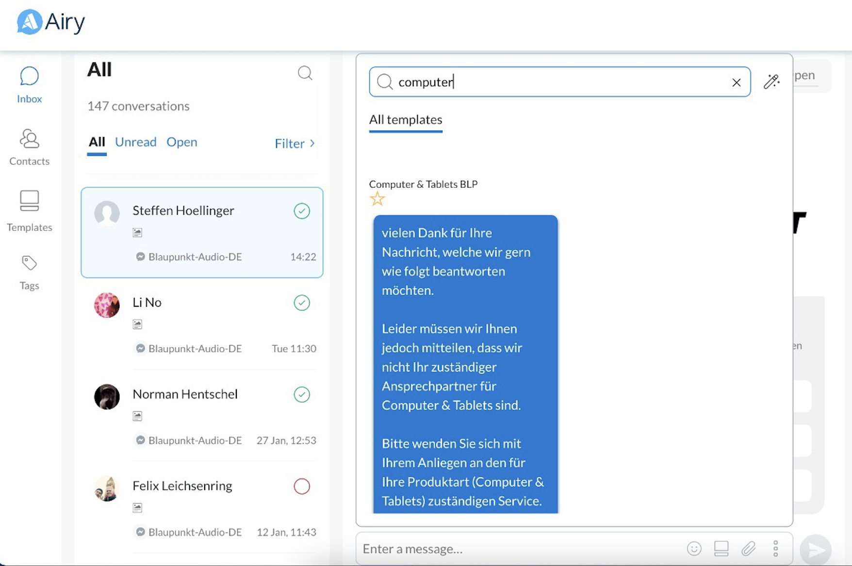 Template UX · Issue #868 · airyhq/airy · GitHub